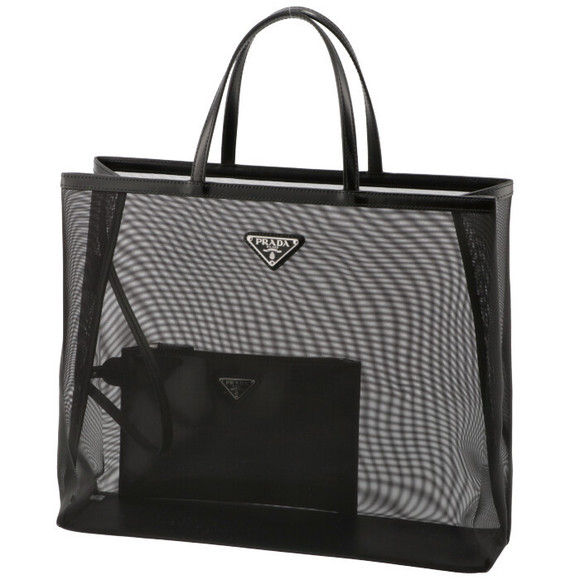 Prada | Bags | Prada Mesh Tote Shopping Bag Black | Poshmark